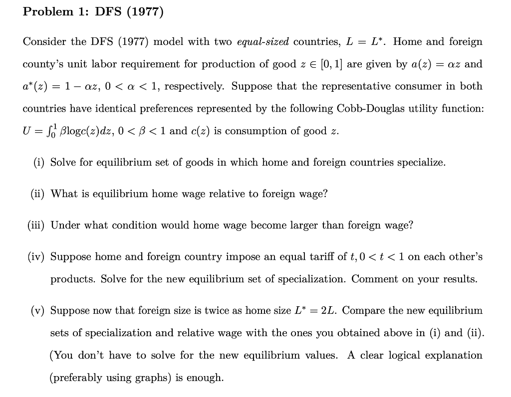 Problem 1: DFS (1977) Consider the DFS (1977) model | Chegg.com