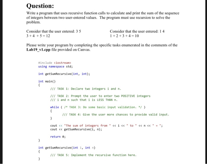 Solved Question: Write a program that uses recursive | Chegg.com