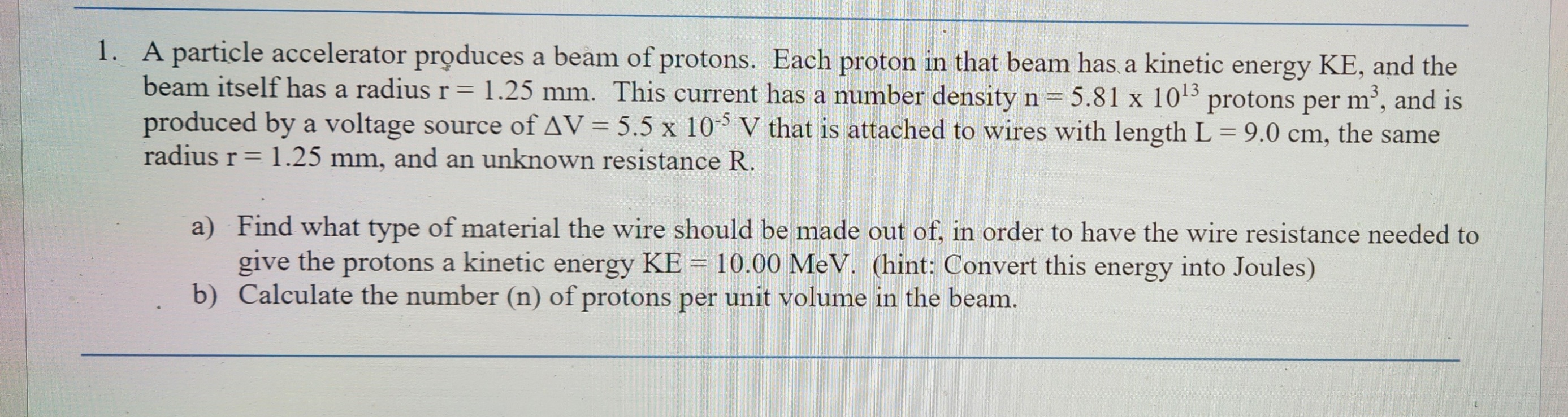 Solved A particle accelerator produces a beam of protons. | Chegg.com