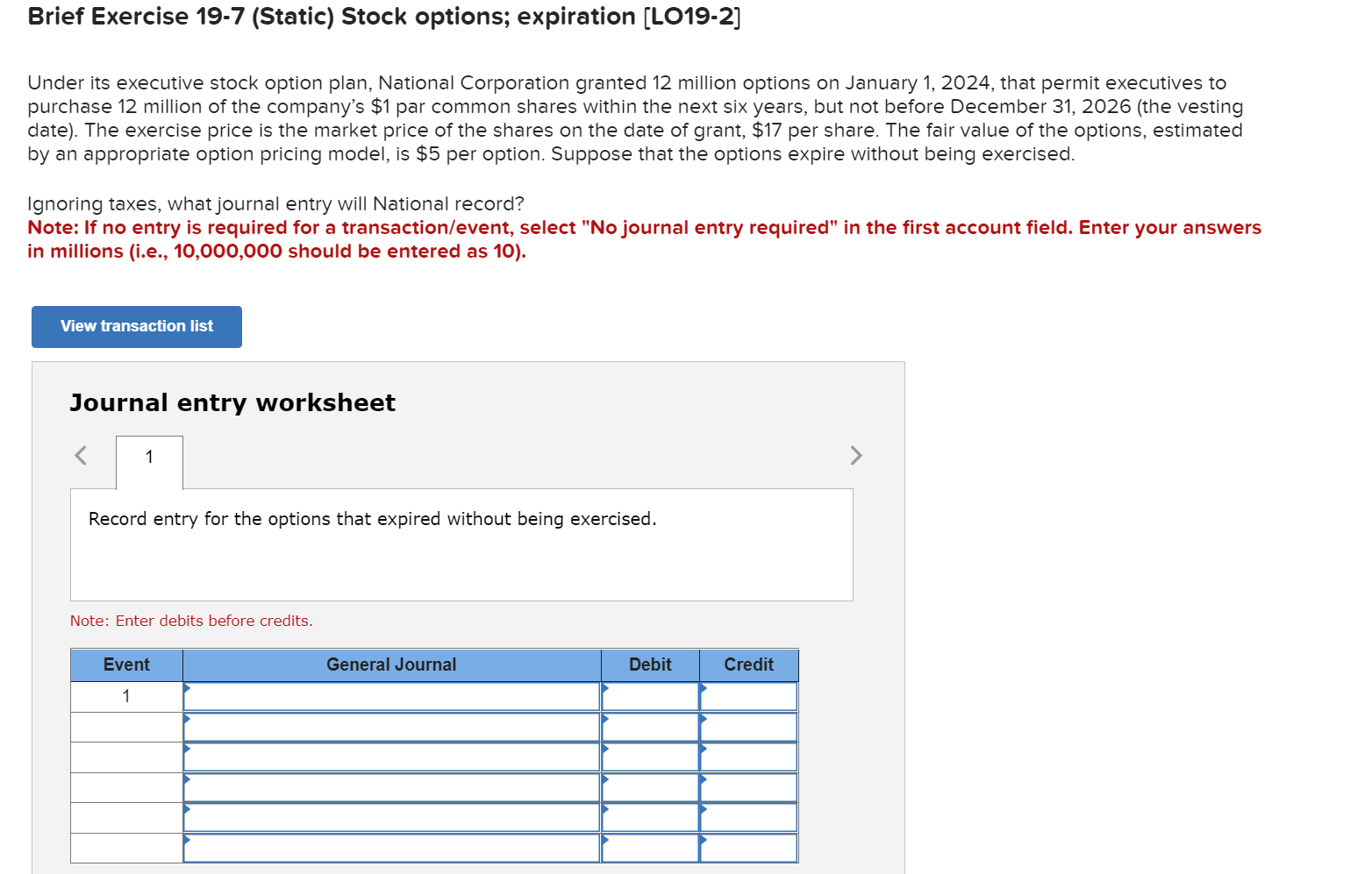 Solved Under its executive stock option plan, National | Chegg.com