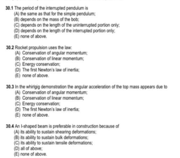 Solved 30.1 The period of the interrupted pendulum is (A) | Chegg.com