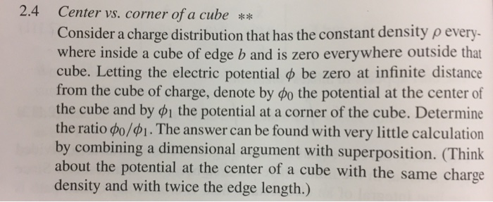 Solved Center vs. corner of a cube Consider a charge | Chegg.com