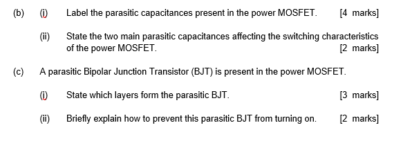 Solved (b) (0) Label the parasitic capacitances present in | Chegg.com