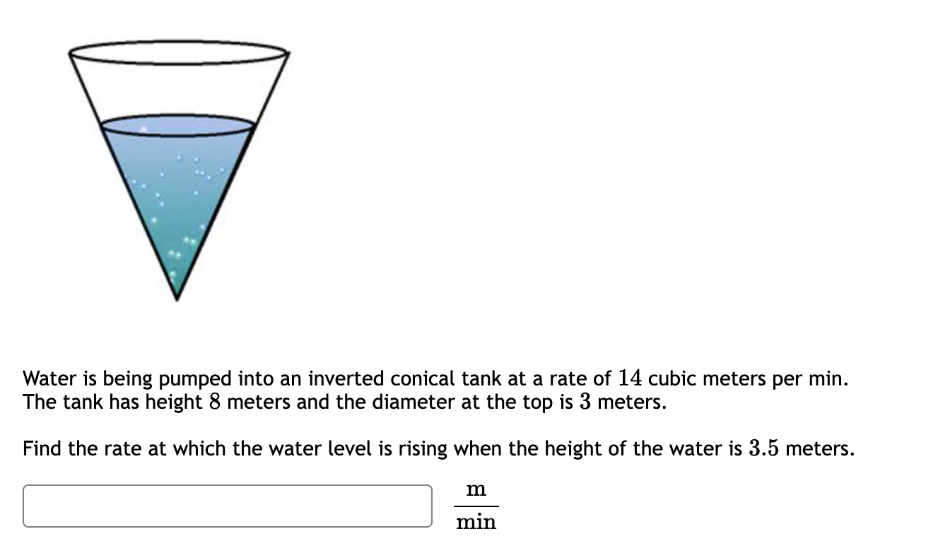 Solved Water is being pumped into an inverted conical tank | Chegg.com