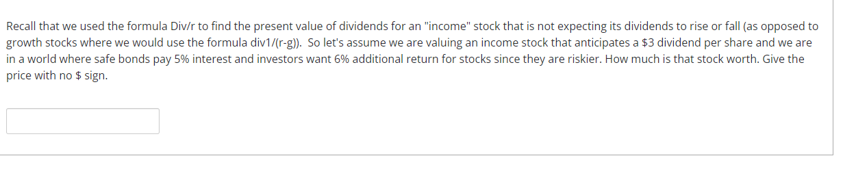 Solved Recall that we used the formula Div/r to find the | Chegg.com