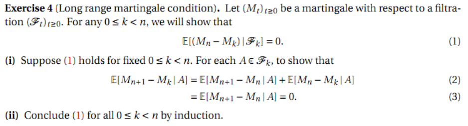 Solved Exercise 4 (Long range martingale condition). Let | Chegg.com