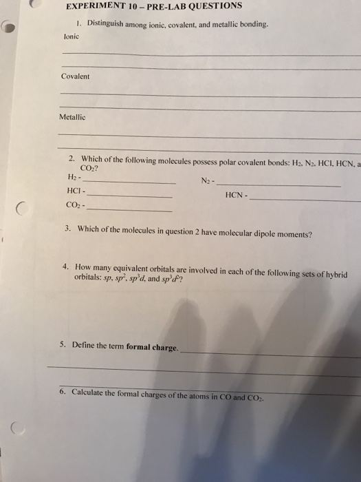 Solved EXPERIMENT 10- PRE-LAB QUESTIONS 1. Distinguish among | Chegg.com
