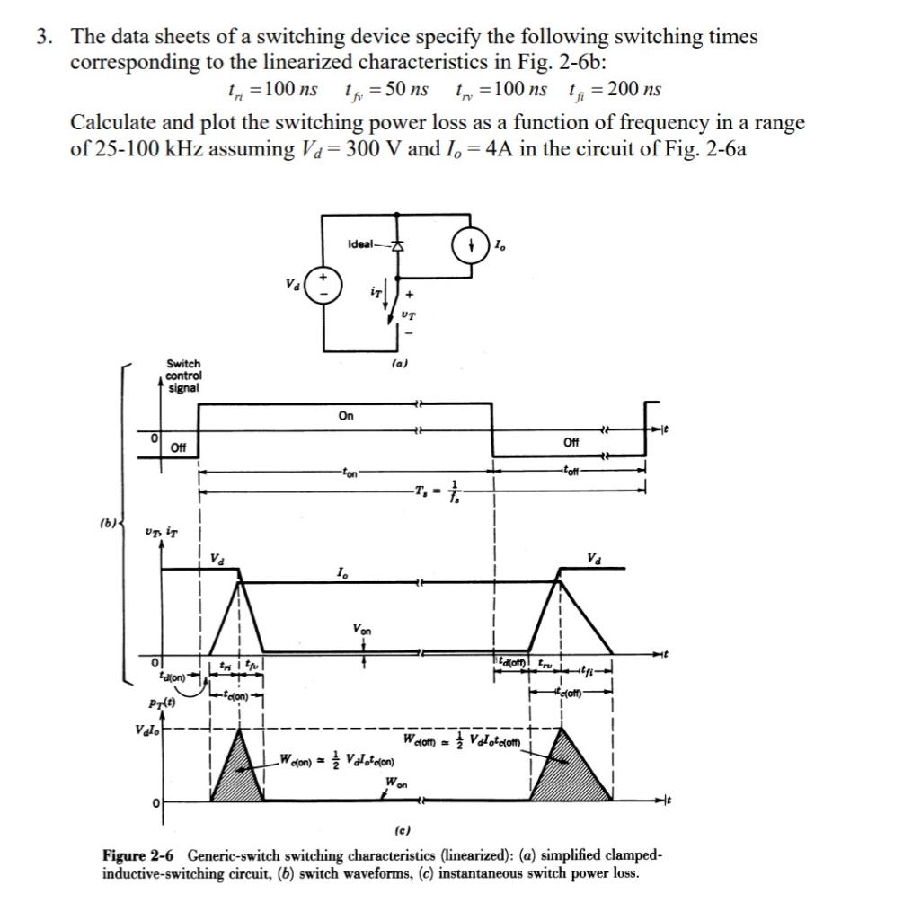 Solved 3. The data sheets of a switching device specify the | Chegg.com