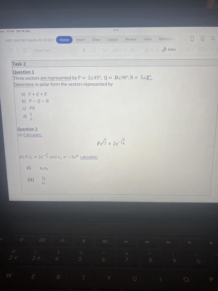 Solved Task 2Question 1Three vectors are represented by | Chegg.com