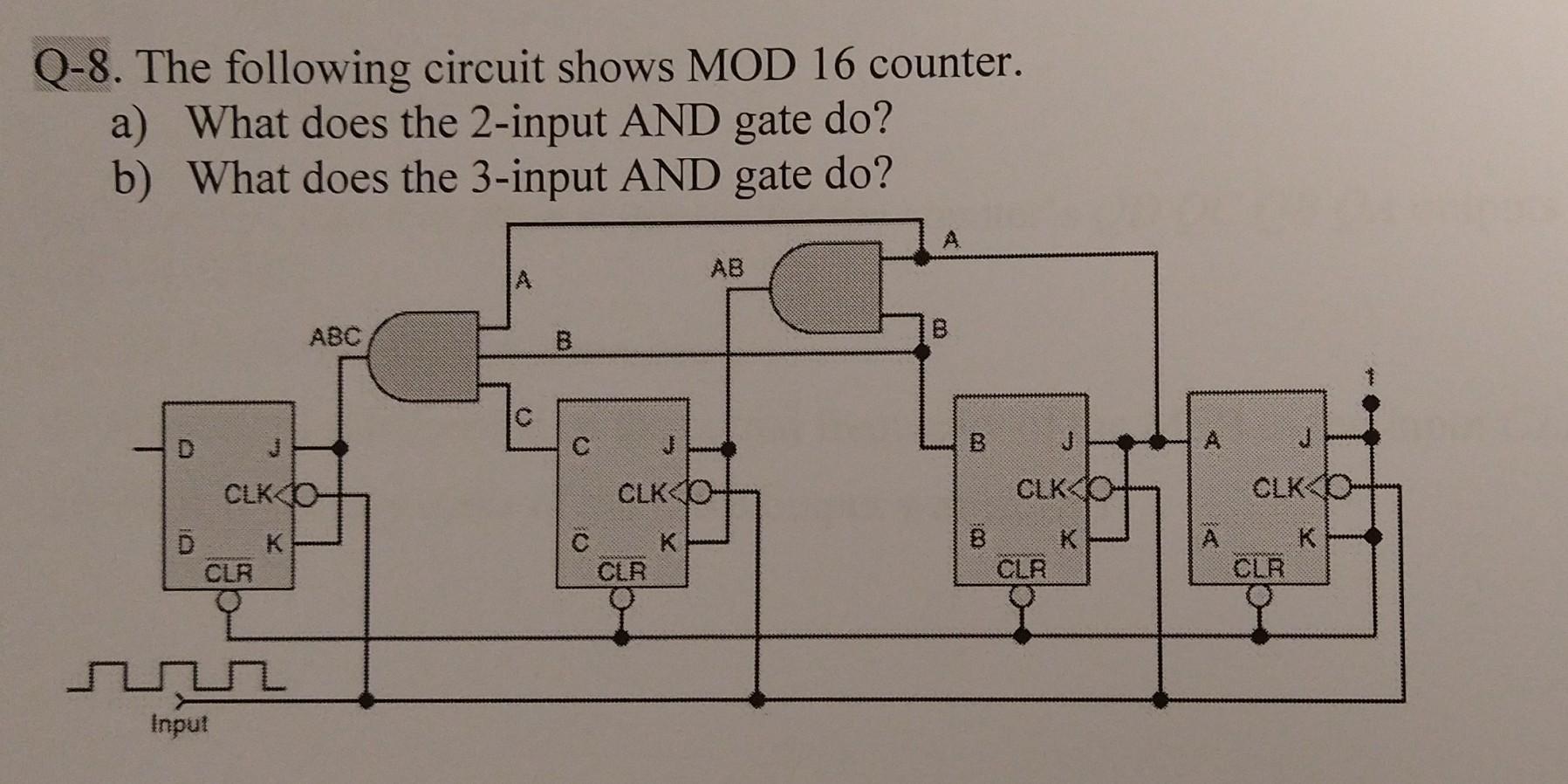 Solved Q-8. The following circuit shows MOD 16 counter. a) | Chegg.com