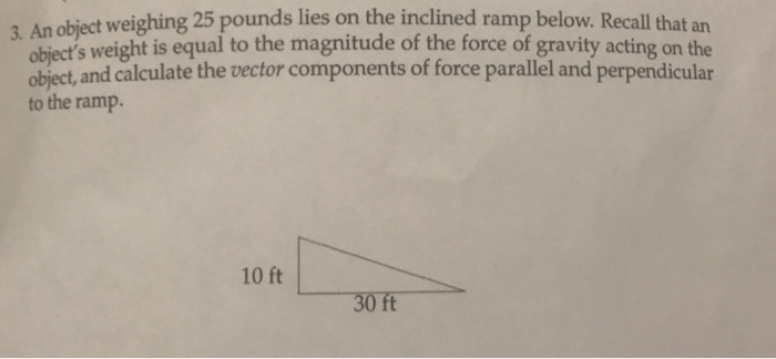 Solved An object weighing 25 pounds lies on the inclined | Chegg.com