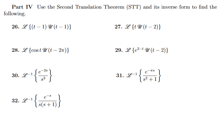 Solved Part IV Use the Second Translation Theorem (STT) and | Chegg.com