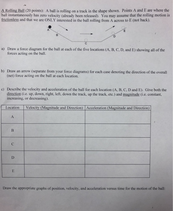 Solved A Rolling Ball (20 points): A ball is rolling on a | Chegg.com