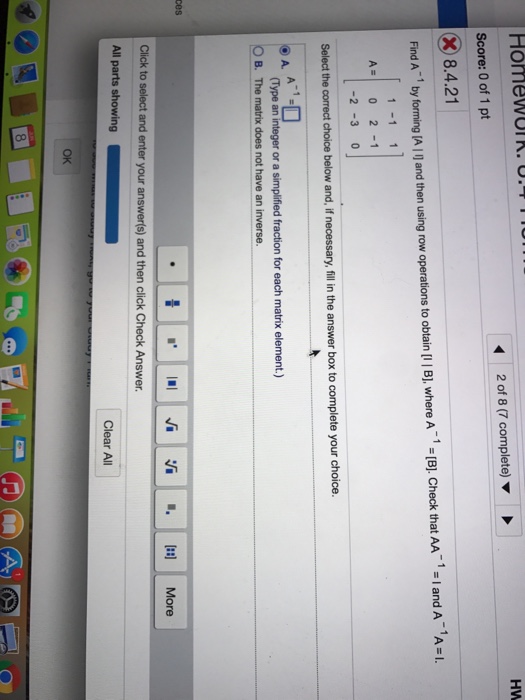 Solved Find A^-1 by forming [A|I] and then using row | Chegg.com