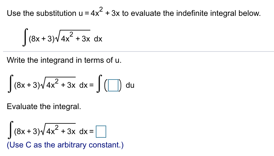Solved 2 Use the substitution u 4x 3x to evaluate the | Chegg.com
