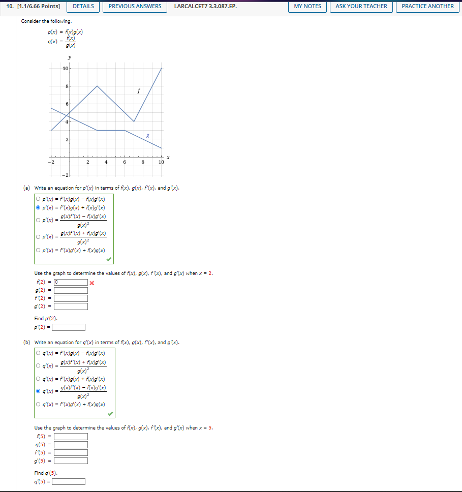Solved Consider the following. p(x)=f(x)g(x)q(x)=g(x)f(x) | Chegg.com