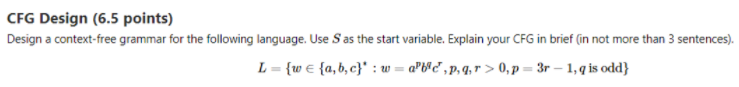Solved CFG Design (6.5 points) Design a context-free grammar | Chegg.com