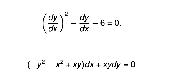 Solved (dxdy)2−dxdy−6=0 (−y2−x2+xy)dx+xydy=0 | Chegg.com