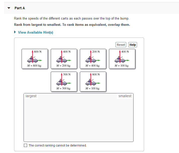 Solved Velocity of a Roller Coaster Ranking Task Constants | Chegg.com