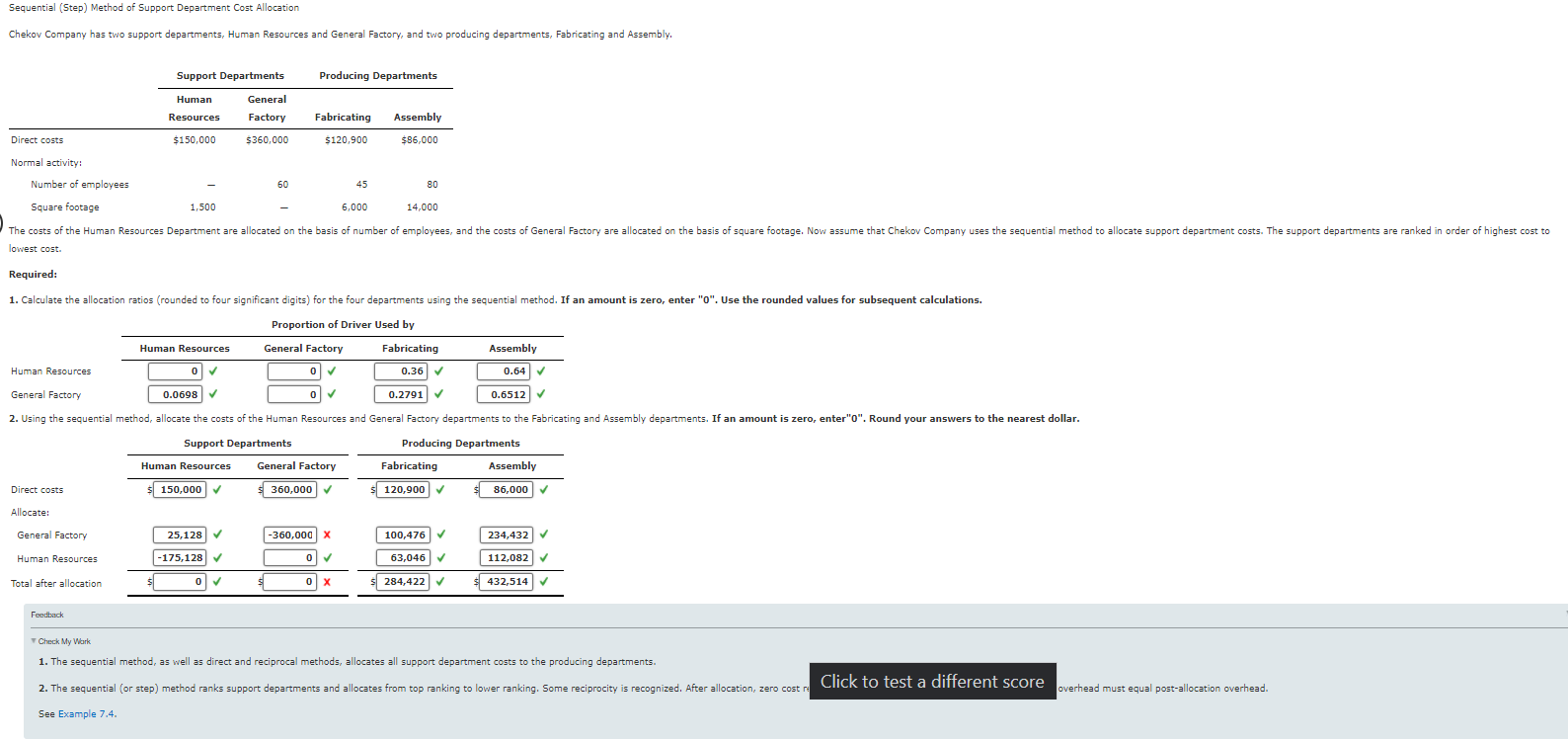 Solved Sequential (Step) Method of Support Department Cost | Chegg.com