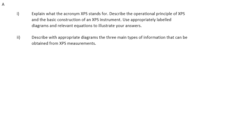 Solved А i) Explain what the acronym XPS stands for. | Chegg.com