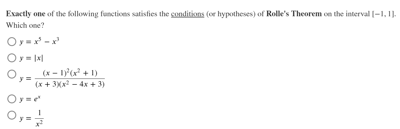 Solved Exactly one of the following functions satisfies the | Chegg.com