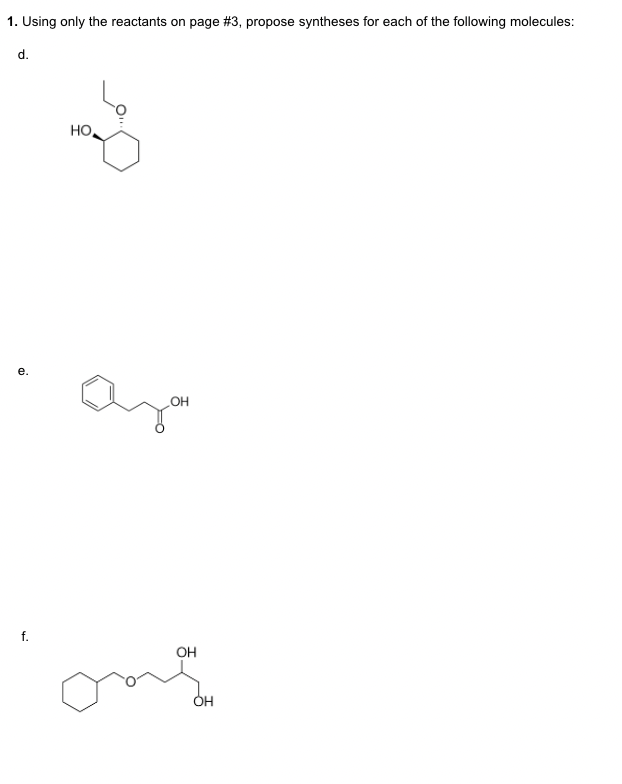 Solved 1. Using only the reactants on page #3, propose | Chegg.com