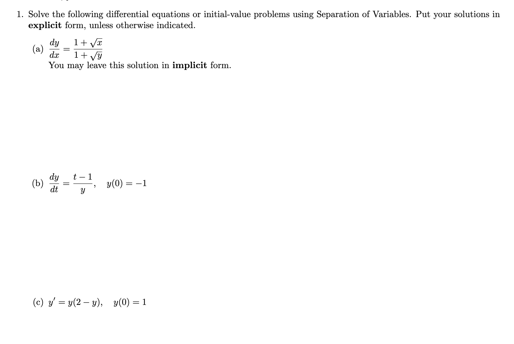 Solved Solve the following differential equations or | Chegg.com