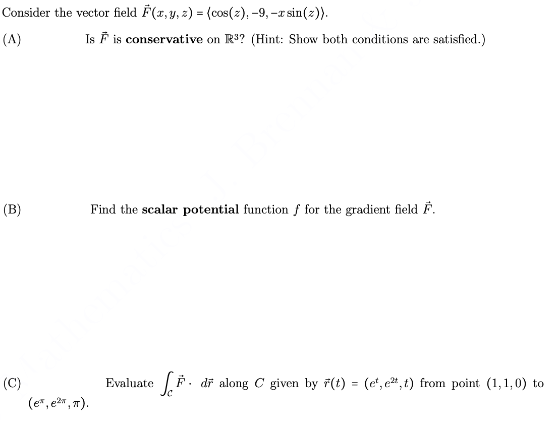 Solved Consider the vector field | Chegg.com