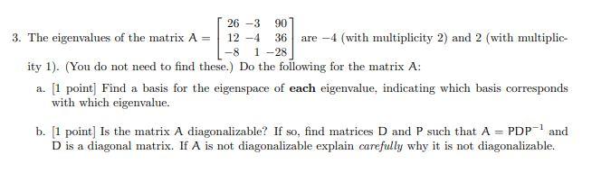 Solved 3. The eigenvalues of the matrix | Chegg.com