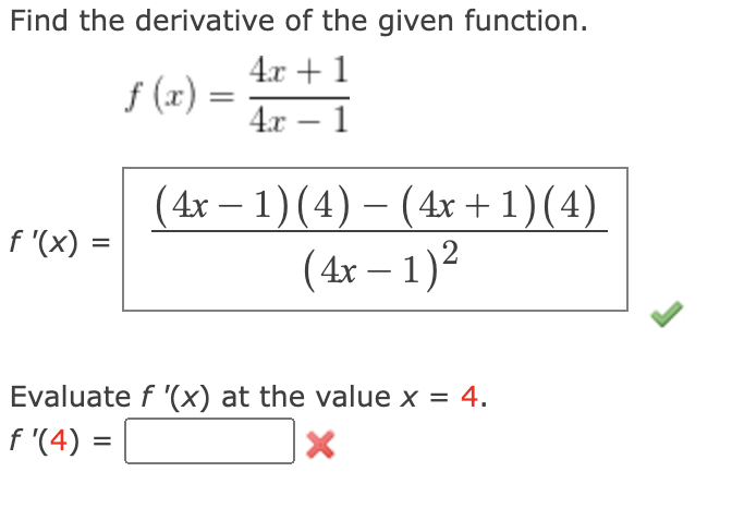 Solved Find the derivative of the given function. | Chegg.com
