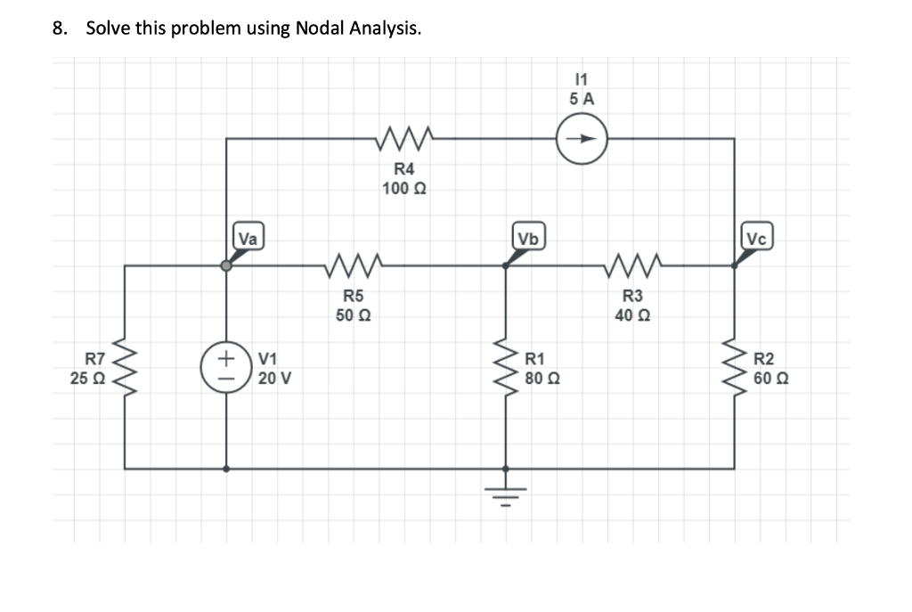 Solved 8. Solve this problem using Nodal Analysis. | Chegg.com