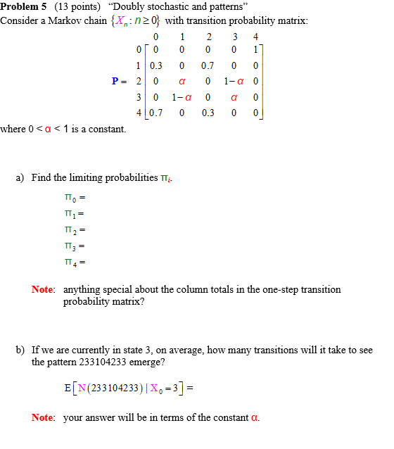 Solved Problem 5 (13 points) "Doubly stochastic and | Chegg.com