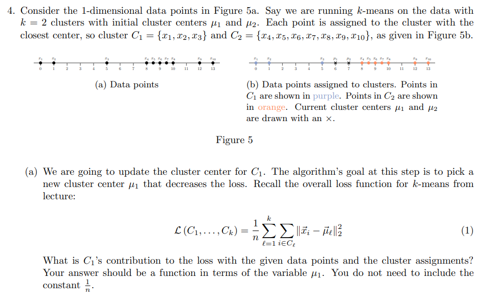 Solved 4. Consider the 1-dimensional data points in Figure | Chegg.com