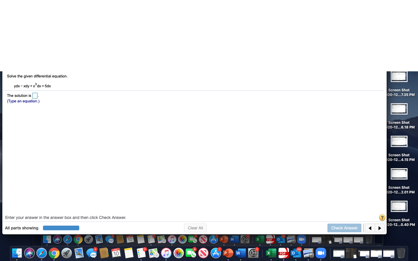 Solved Solve the given differential equation. ydx - xdy + x3 | Chegg.com