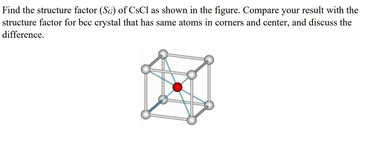 Solved Find the structure factor (SG) of CsCl as shown in | Chegg.com