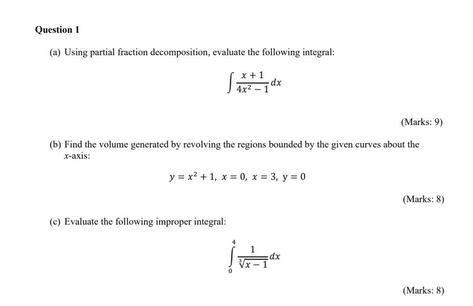 Solved Question 1 (a) Using partial fraction decomposition, | Chegg.com