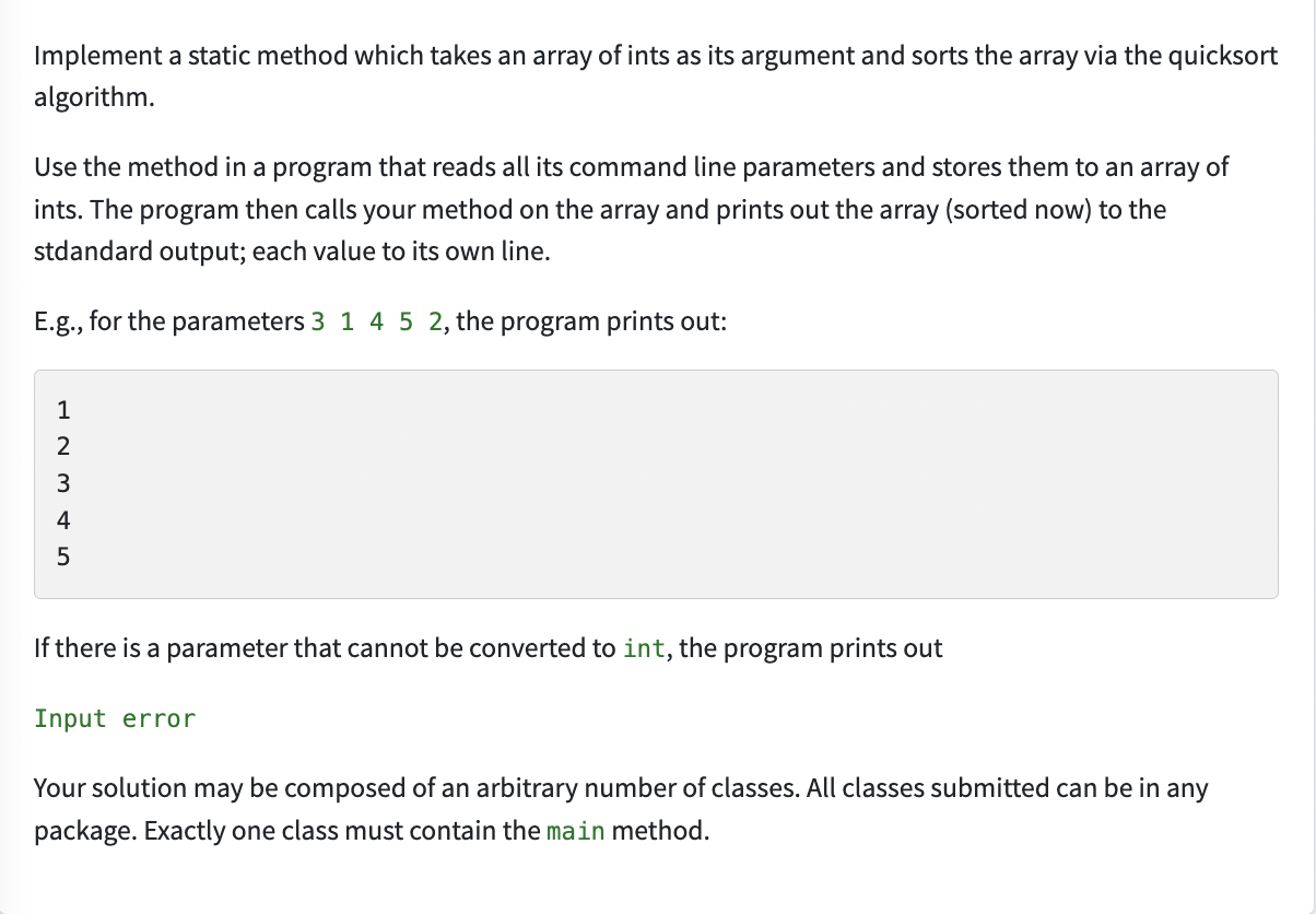 Solved Implement a static method which takes an array of | Chegg.com