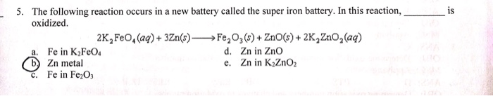 Solved The following reaction occurs in a new battery called | Chegg.com
