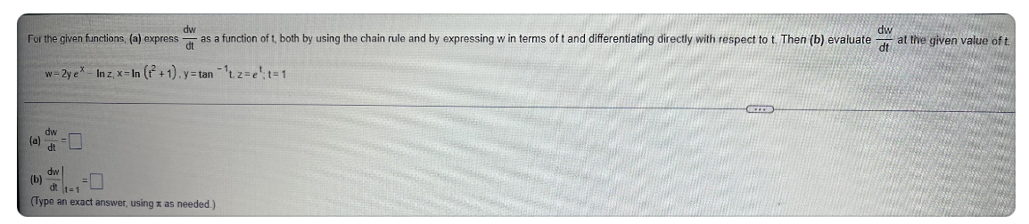 Solved dw dw dt For the given functions, (a) express as a | Chegg.com