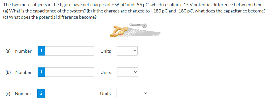 Solved The two metal objects in the figure have net charges | Chegg.com