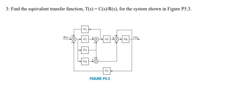 Solved 3: Find the equivalent transfer function, | Chegg.com