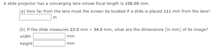 Solved A slide projector has a converging lens whose focal | Chegg.com