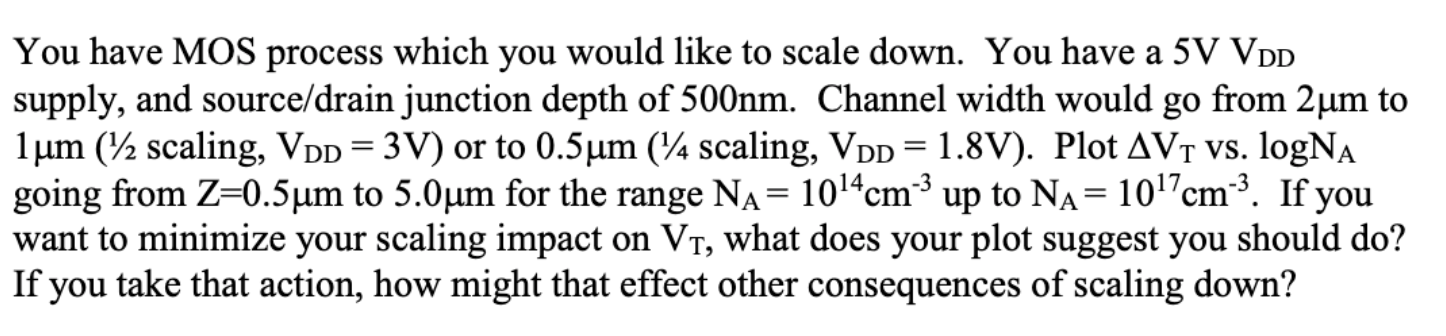 Solved You have MOS process which you would like to scale | Chegg.com