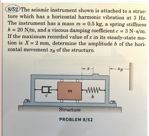 Solved 8/52 The seismic instrument shown is attached to a | Chegg.com
