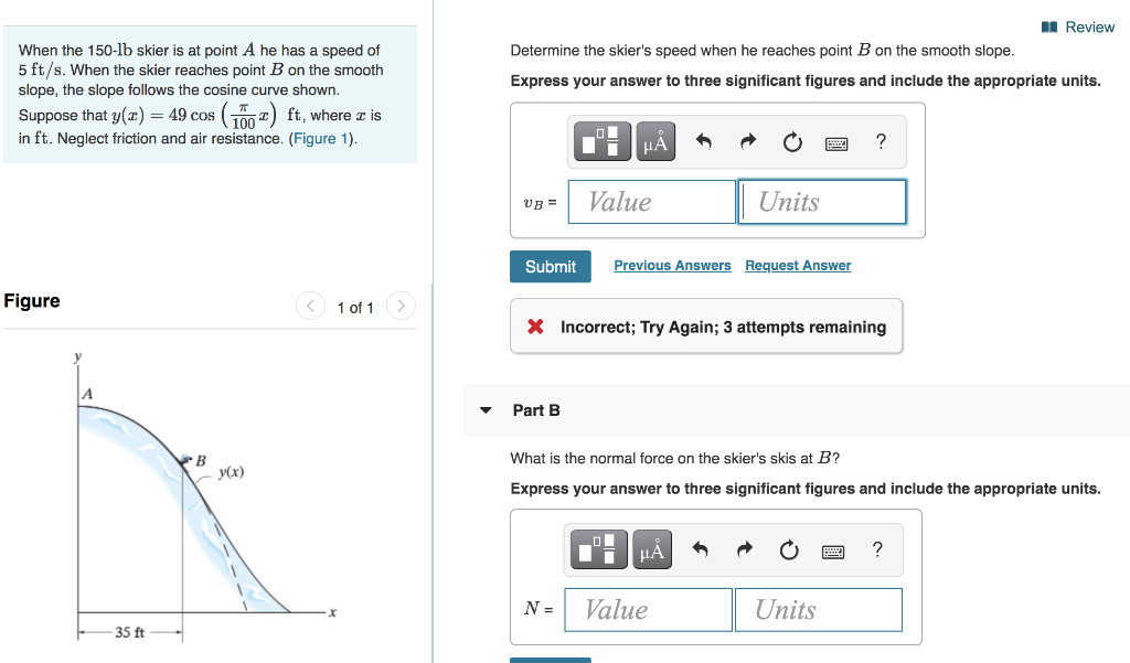 Solved Review Determine the skier's speed when he reaches | Chegg.com