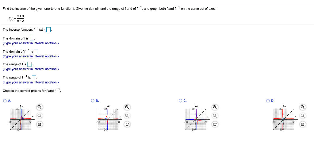 Solved Find the inverse of the given one-to-one function f. | Chegg.com