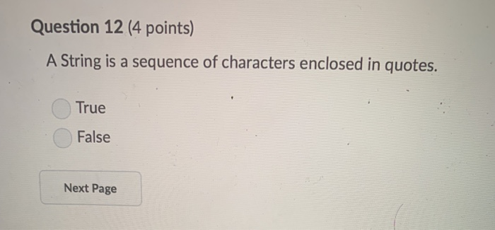 Solved Question 12 (4 points) A String is a sequence of | Chegg.com