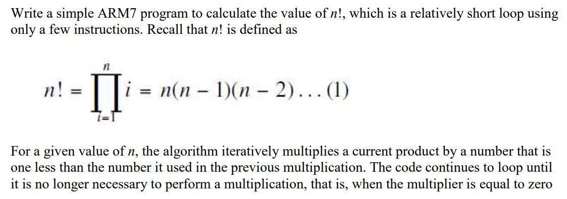 Solved Write A Simple Arm7 Program To Calculate The Value Of