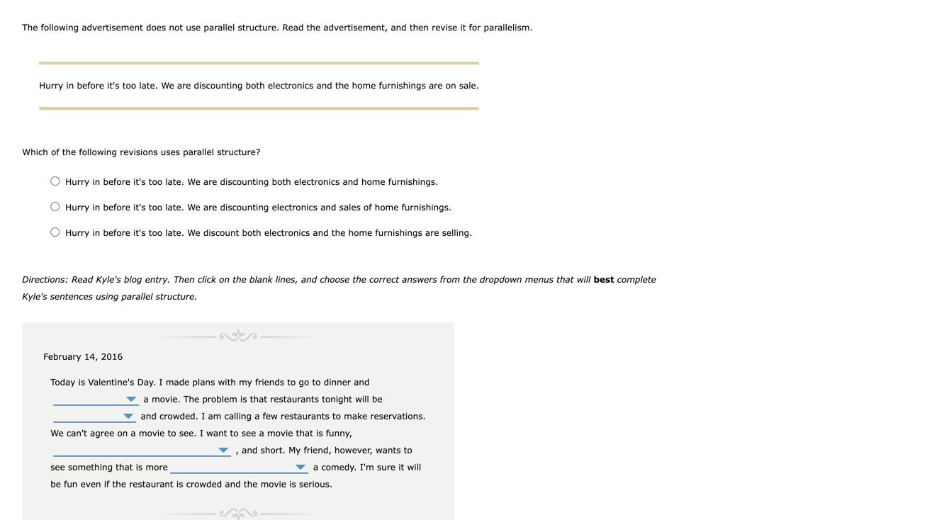 Solved The following advertisement does not use parallel | Chegg.com